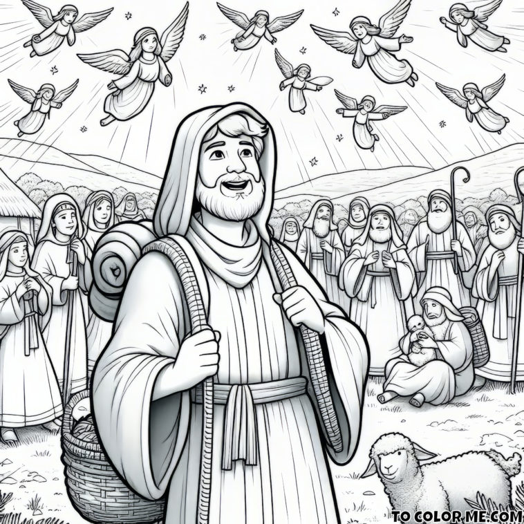 Divine Proclamation: Angels Announce to Shepherds – Luminous Coloring ...