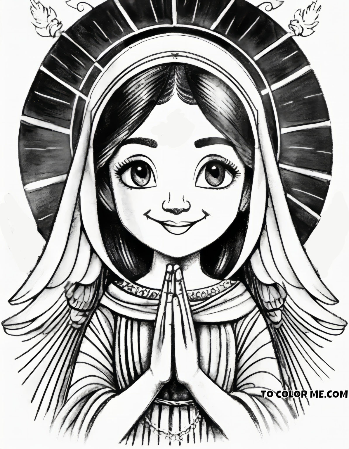Hearts Aflame: Devoted Girl Coloring Page – To Color Me Faithful