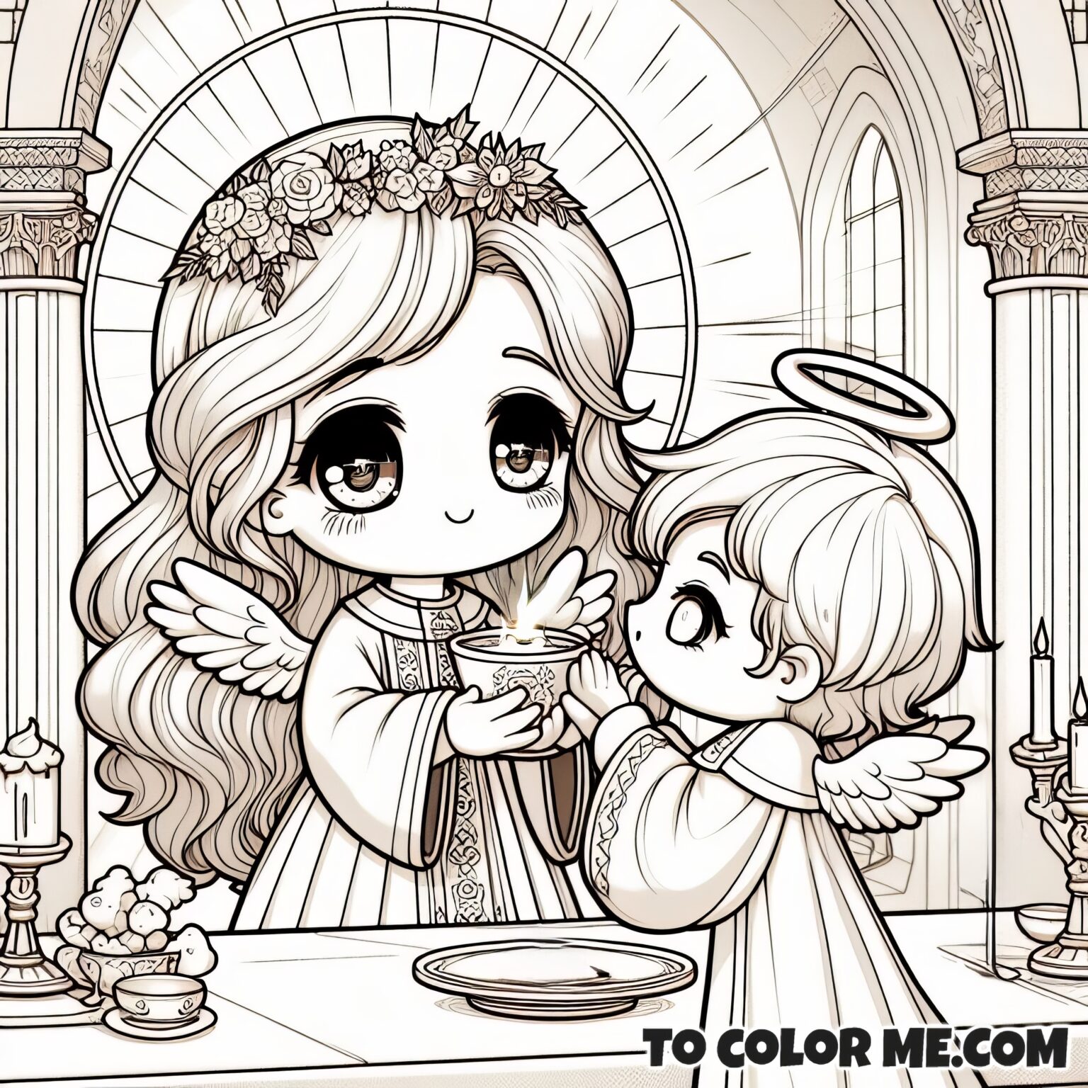 Saint Agnes’s Holy Communion: Angelic Encounter Coloring Design – To ...