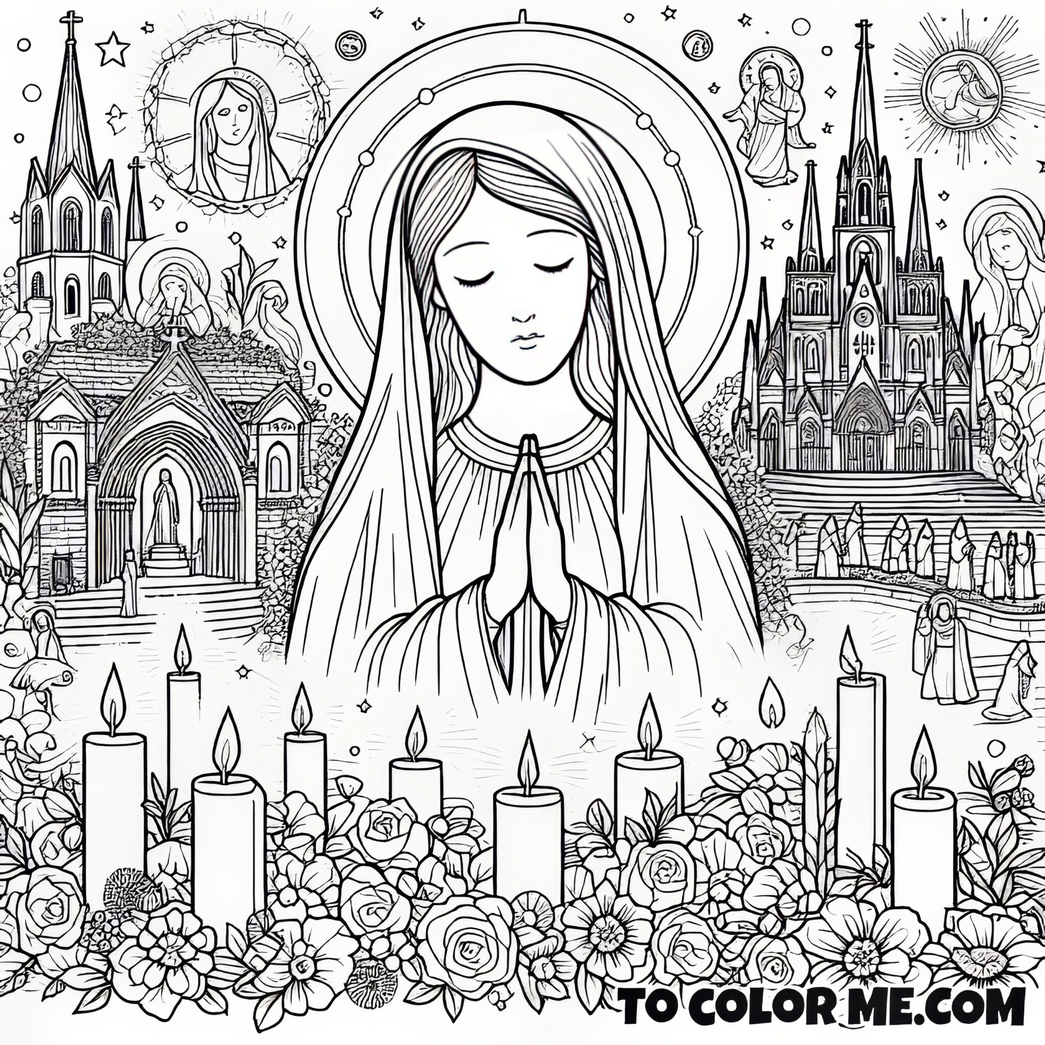 Mary’s Apparition to Bernadette: Kids’ Coloring Adventure – To Color Me ...