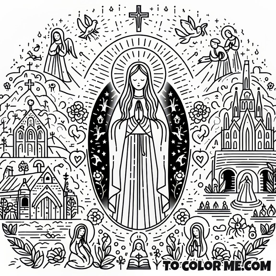 Color & Discover: Bernadette Soubirous’ Heavenly Moments – To Color Me Free
