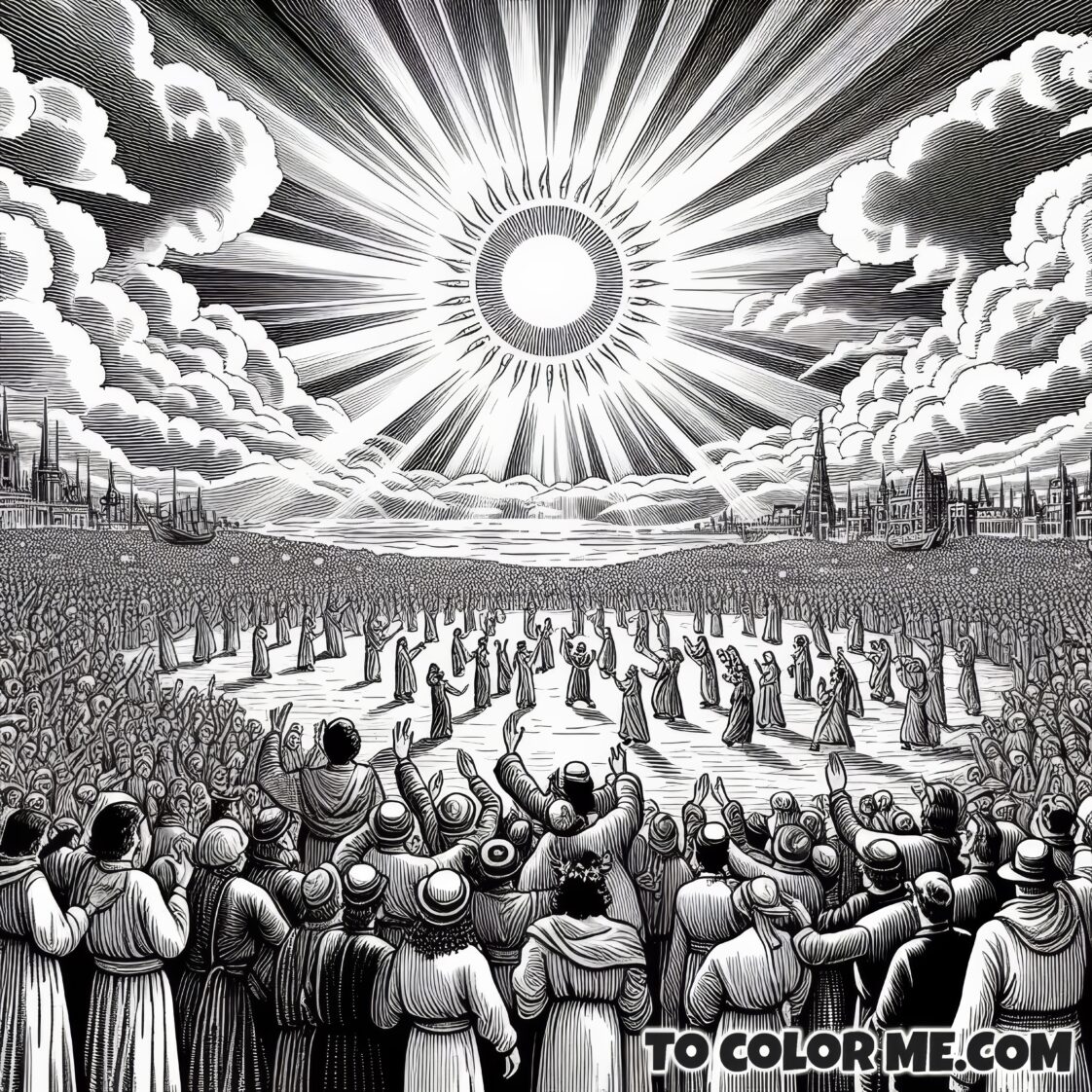 The Dancing Sun: A Coloring Page of Fatima’s Wondrous Event – To Color ...
