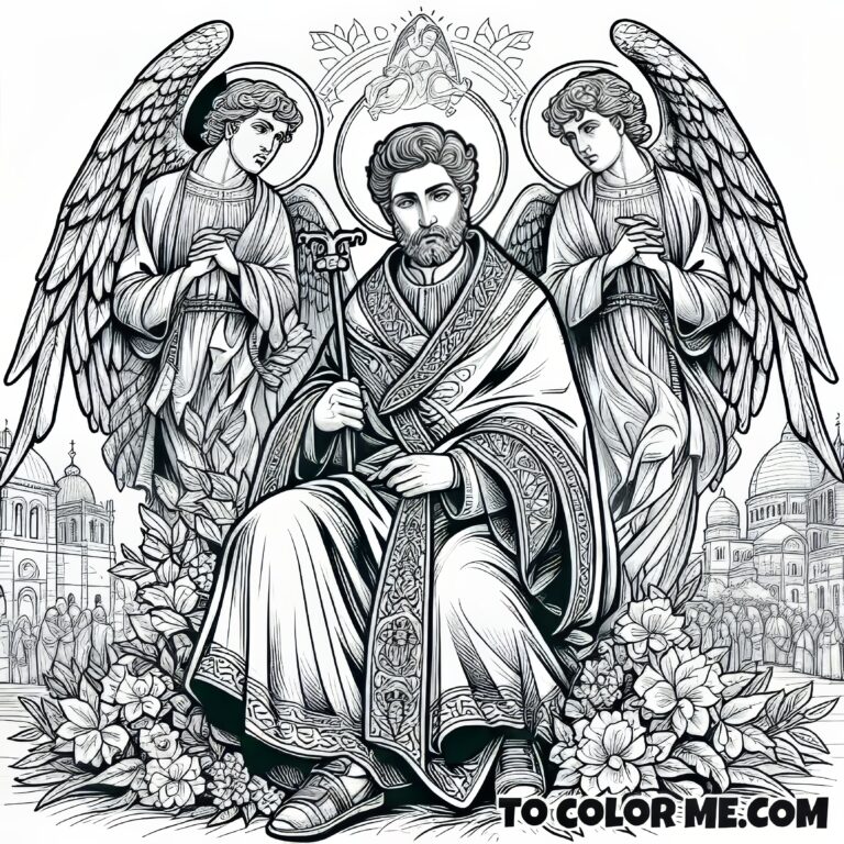Forgiveness and Faith: A Saint Angelus Coloring Page – To Color Me Faithful