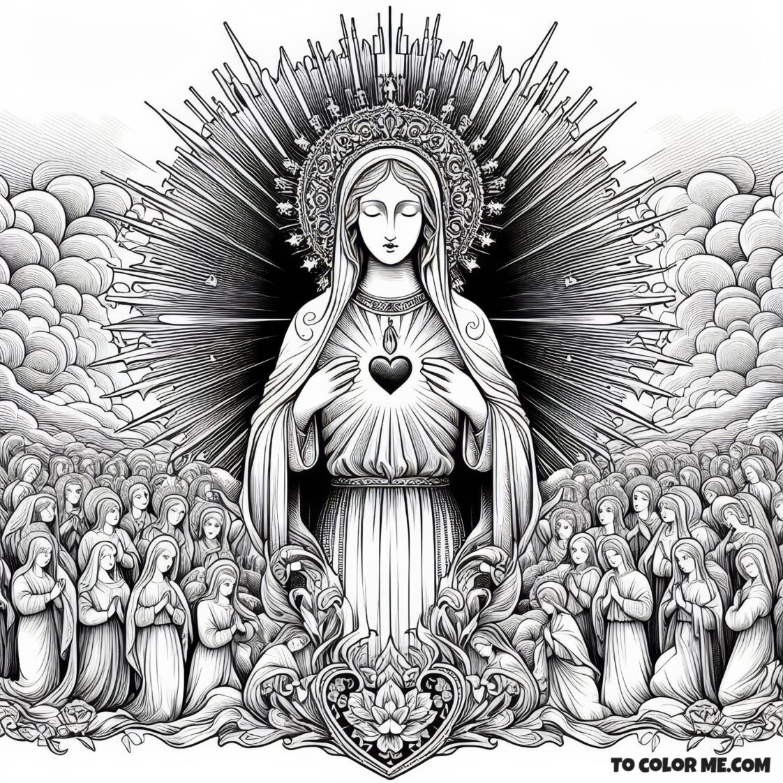 Tempest’s Haven: The Immaculate Heart of Mary Coloring Page – To Color ...