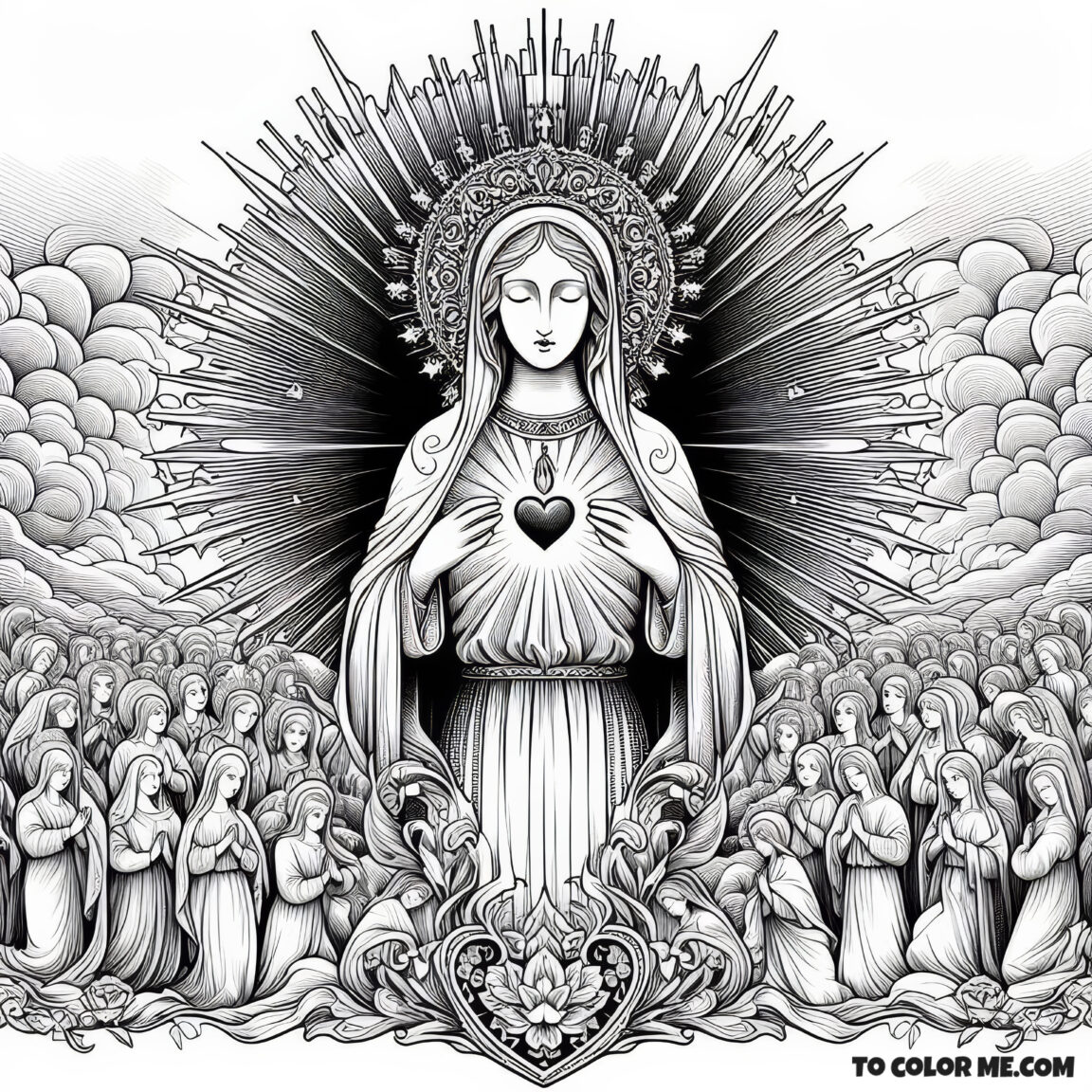 Tempest’s Haven: The Immaculate Heart of Mary Coloring Page – To Color ...