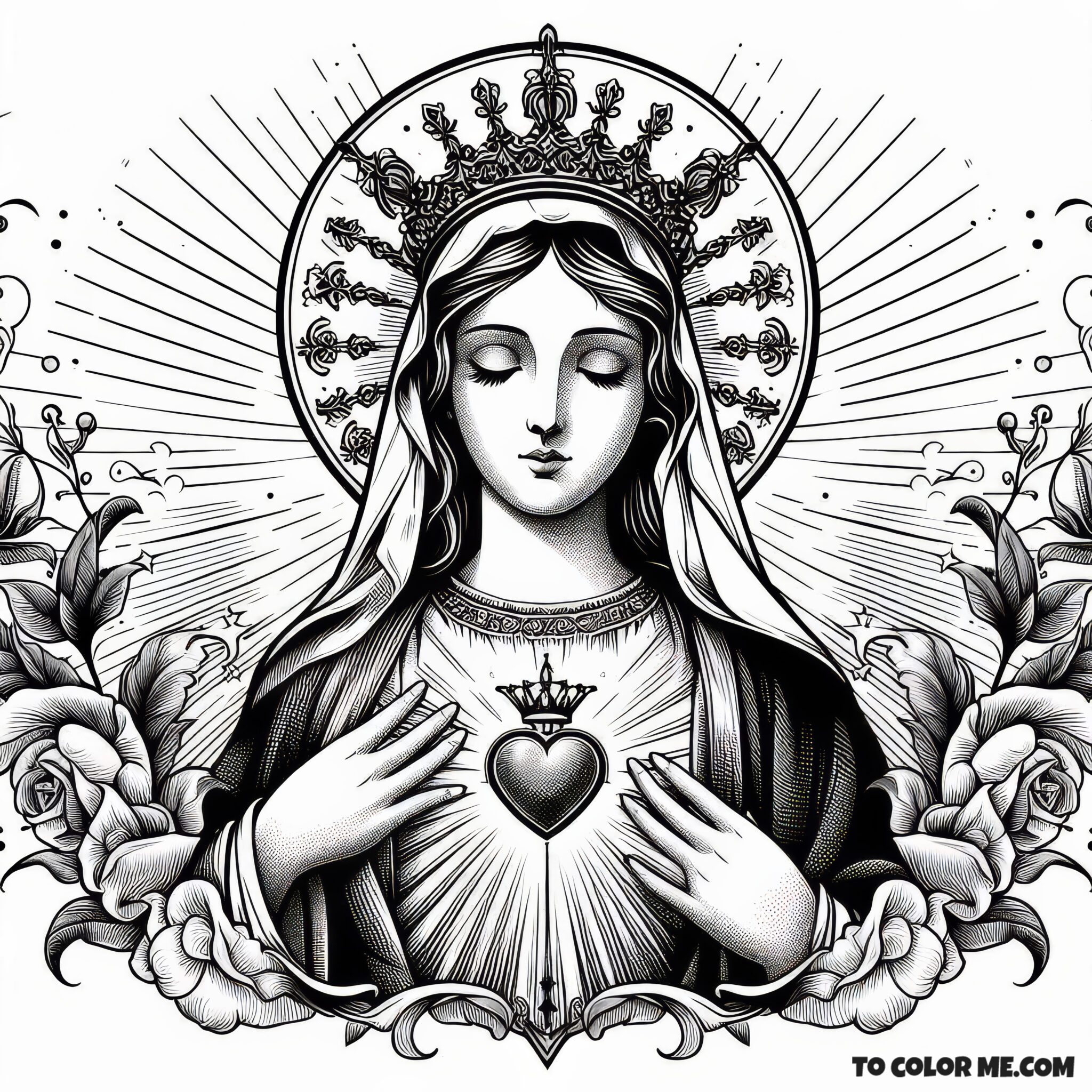 1945’s Marian Grace: Immaculate Heart Coloring Page – To Color Me Faithful