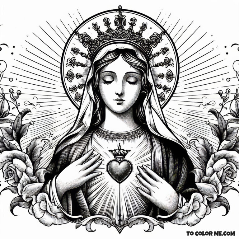 1945’s Marian Grace: Immaculate Heart Coloring Page – To Color Me Faithful