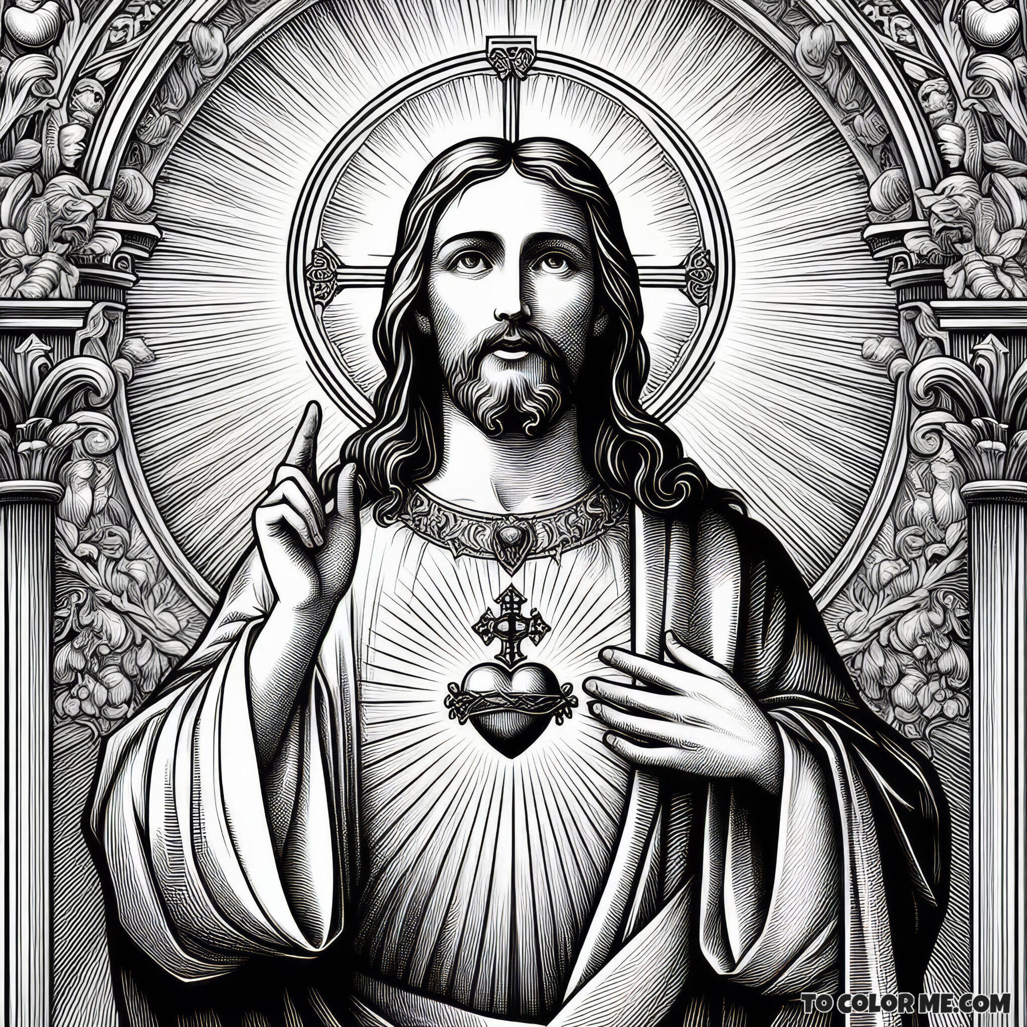 The Heart That Loves Limitlessly: Sacred Heart Coloring Page – To Color ...