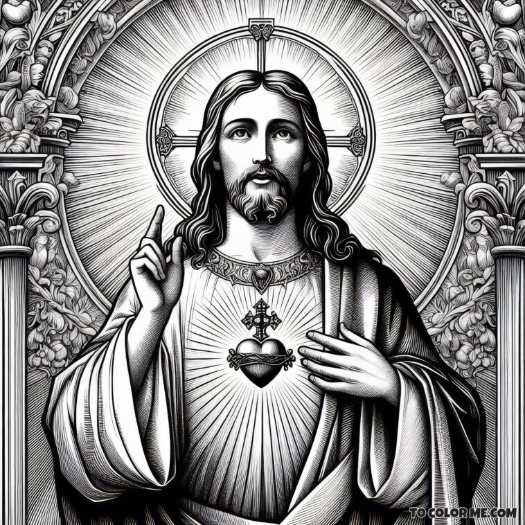 The Heart That Loves Limitlessly: Sacred Heart Coloring Page – To Color ...