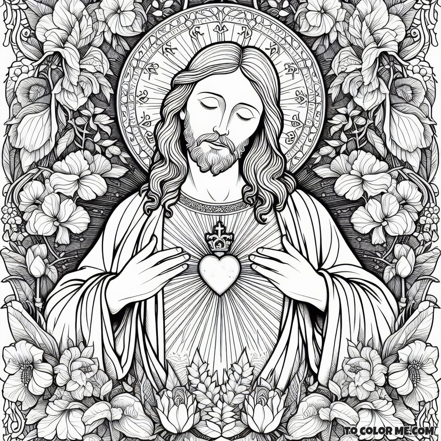 Sacred Heart of Jesus: A Coloring Page Celebrating Divine Love – To ...