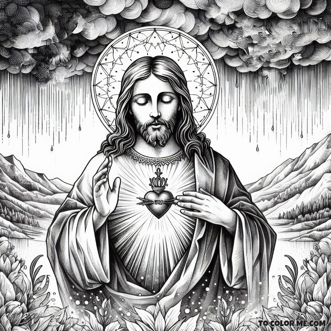 Sacred Heart of Jesus: A Coloring Page of Boundless Mercy – To Color Me ...