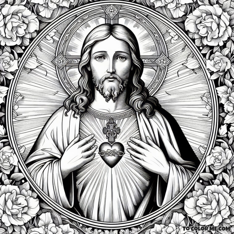 The Heart That Loves Forever: Sacred Heart Coloring Page – To Color Me ...