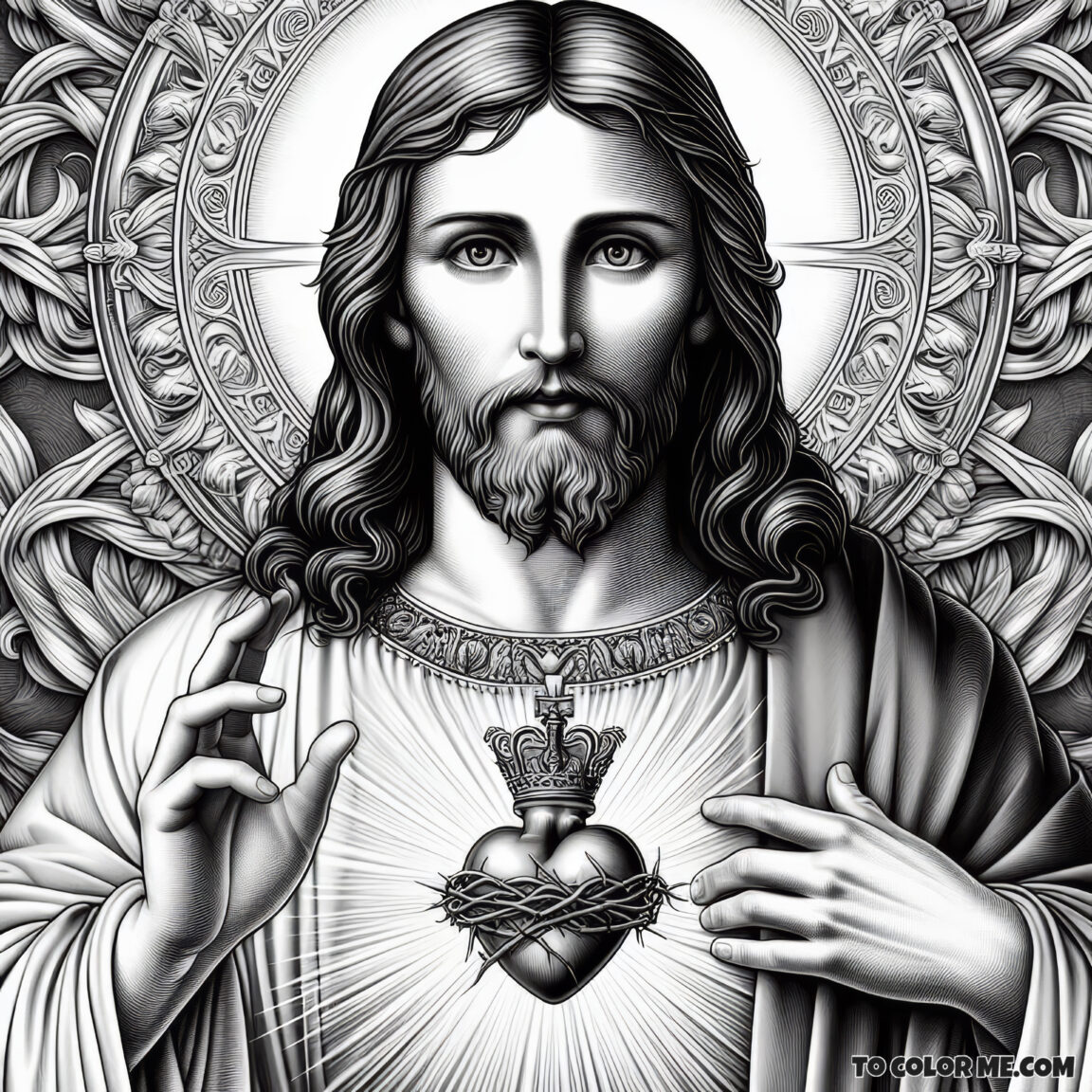 Coloring the Heart of the Divine: Sacred Heart of Jesus Page – To Color ...