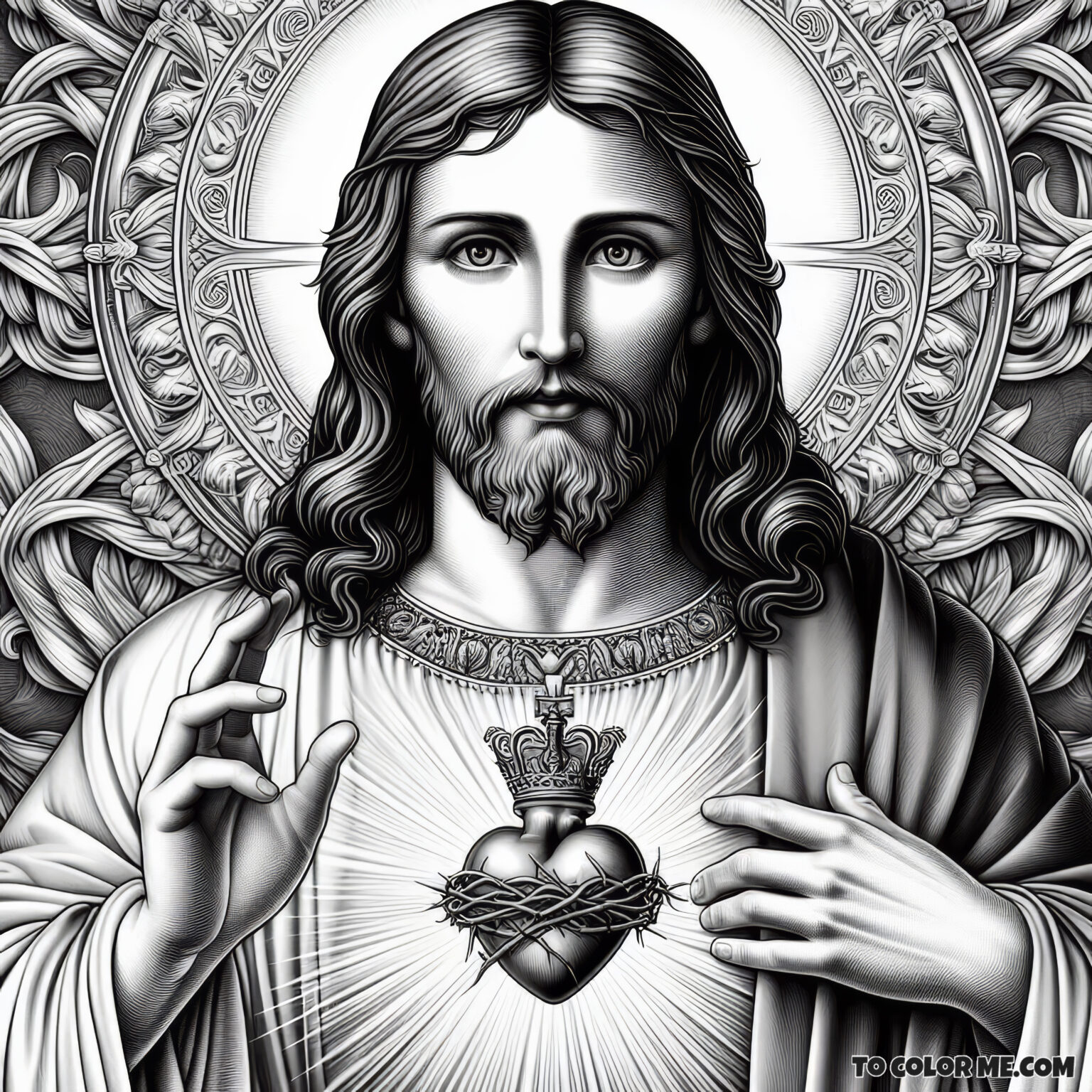 Coloring the Heart of the Divine: Sacred Heart of Jesus Page – To Color ...