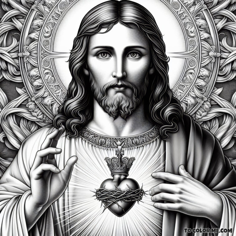 Coloring the Heart of the Divine: Sacred Heart of Jesus Page – To Color ...