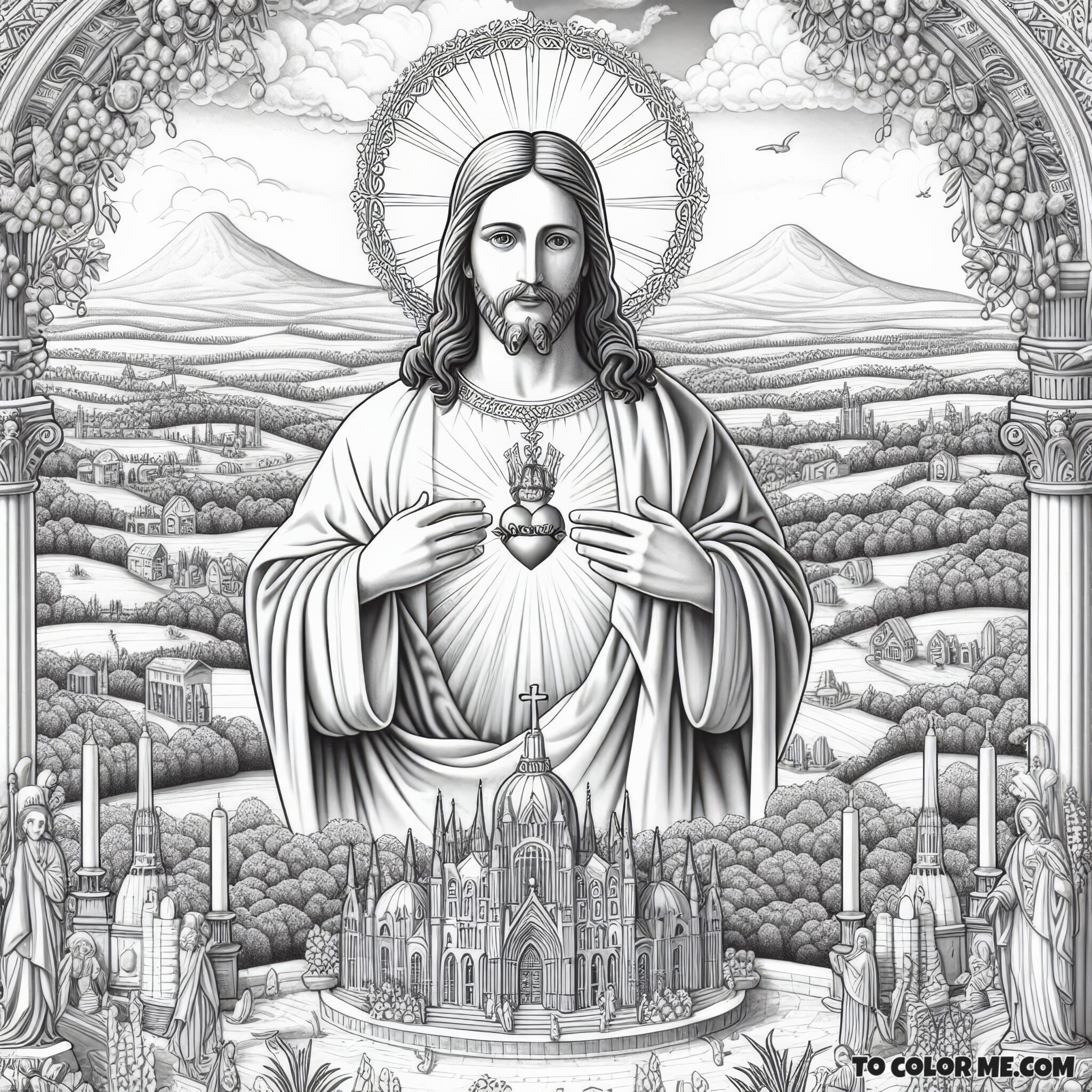 The Heart That Loves Eternally: Sacred Heart Coloring Pages – To Color ...