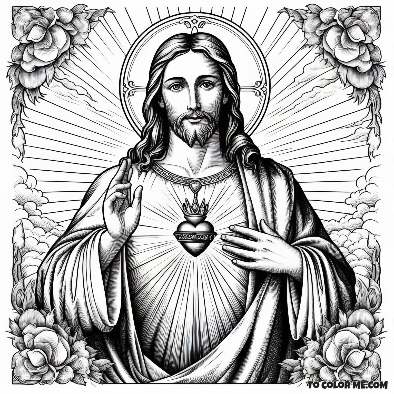 Sacred Heart of Jesus: Coloring the Emblem of Divine Love – To Color Me ...