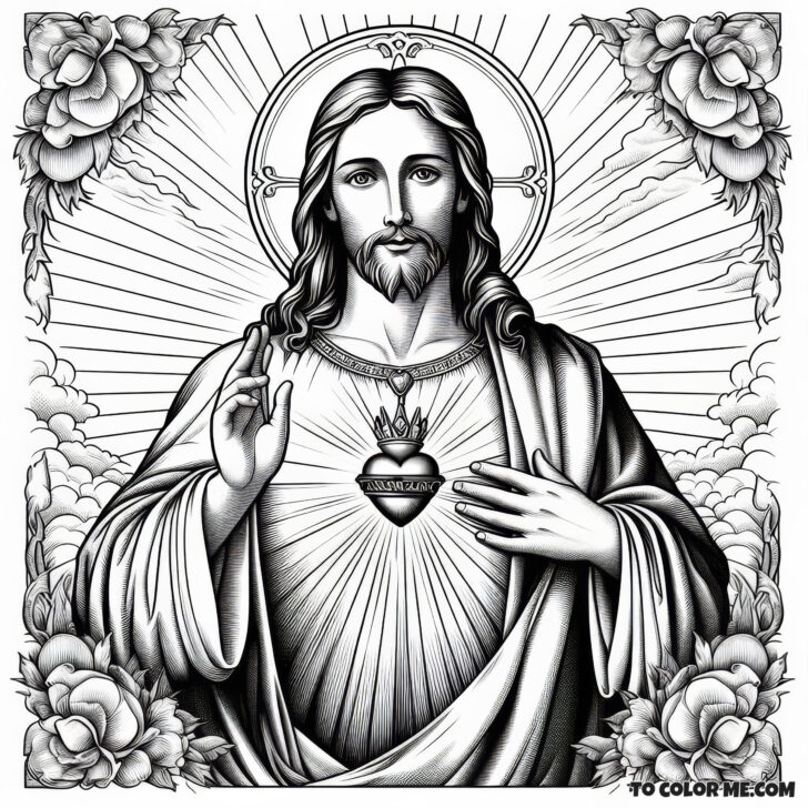 Sacred Heart of Jesus: Coloring the Emblem of Divine Love – To Color Me ...