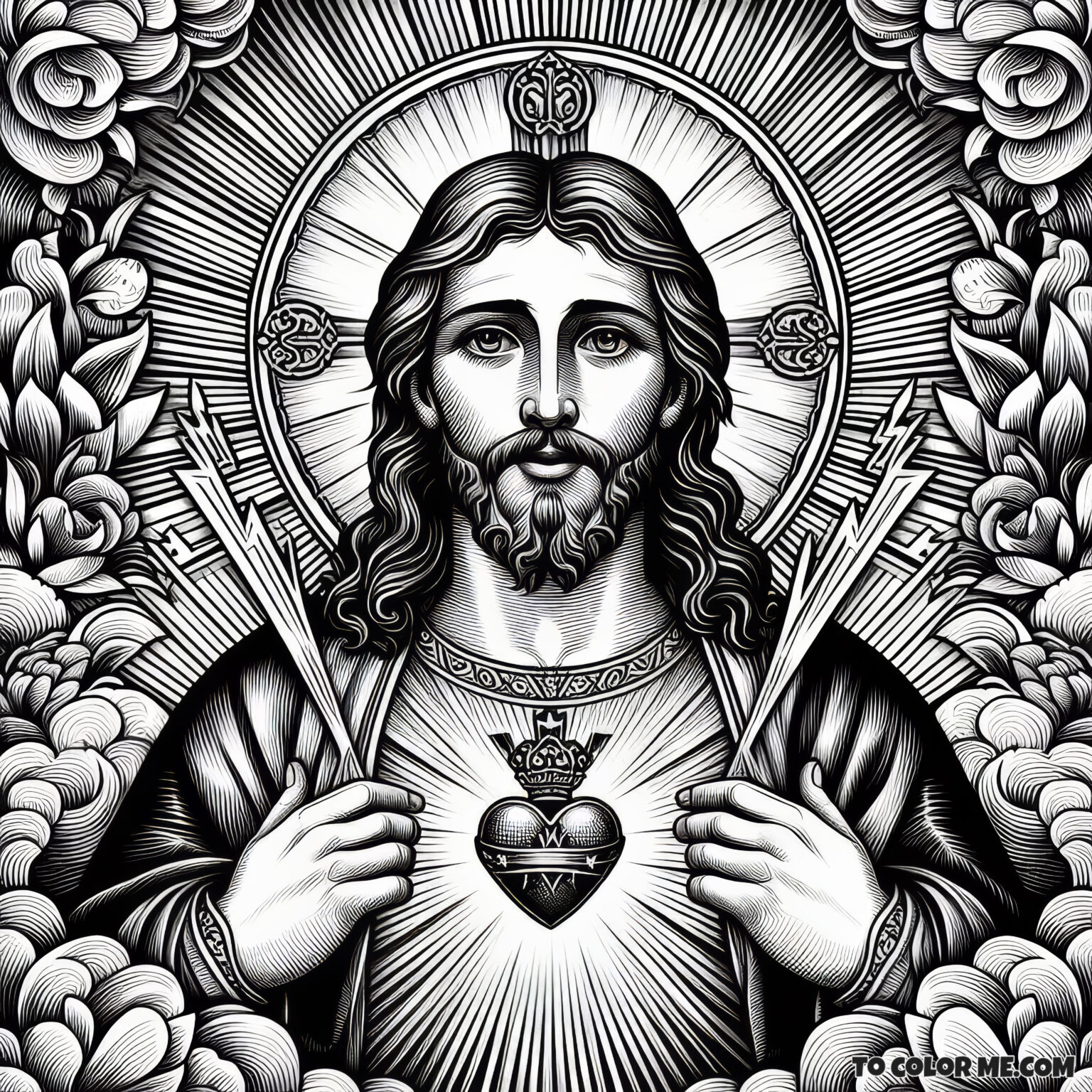 Coloring Divine Love: The Sacred Heart of Jesus Page – To Color Me Faithful