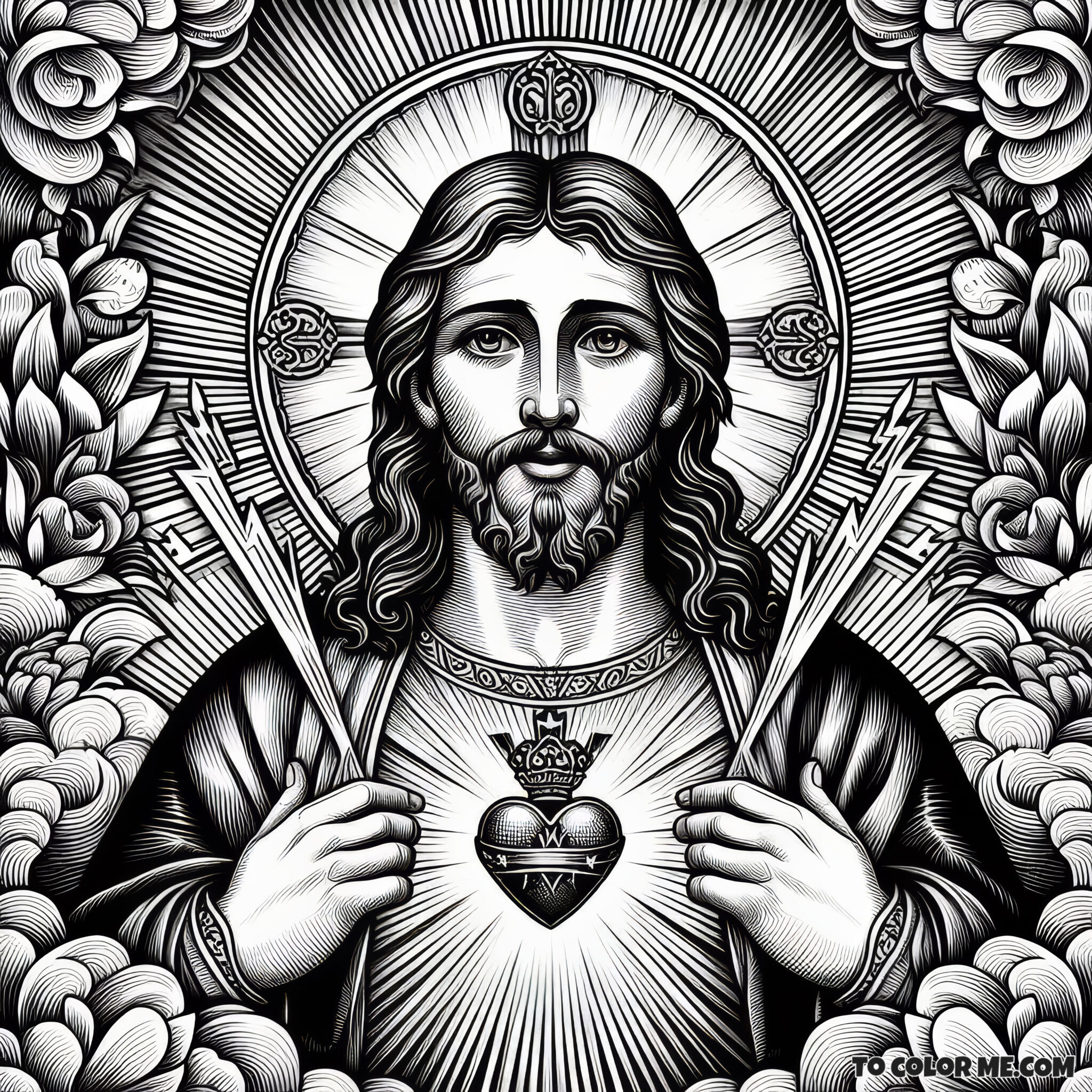 Coloring Divine Love: The Sacred Heart of Jesus Page – To Color Me Faithful