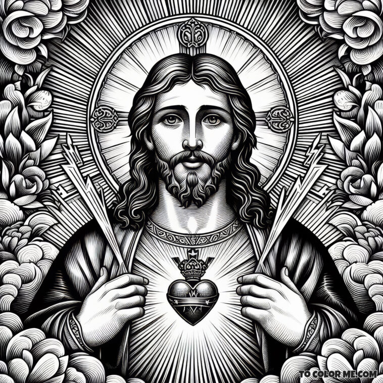 Coloring Divine Love: The Sacred Heart of Jesus Page – To Color Me Faithful