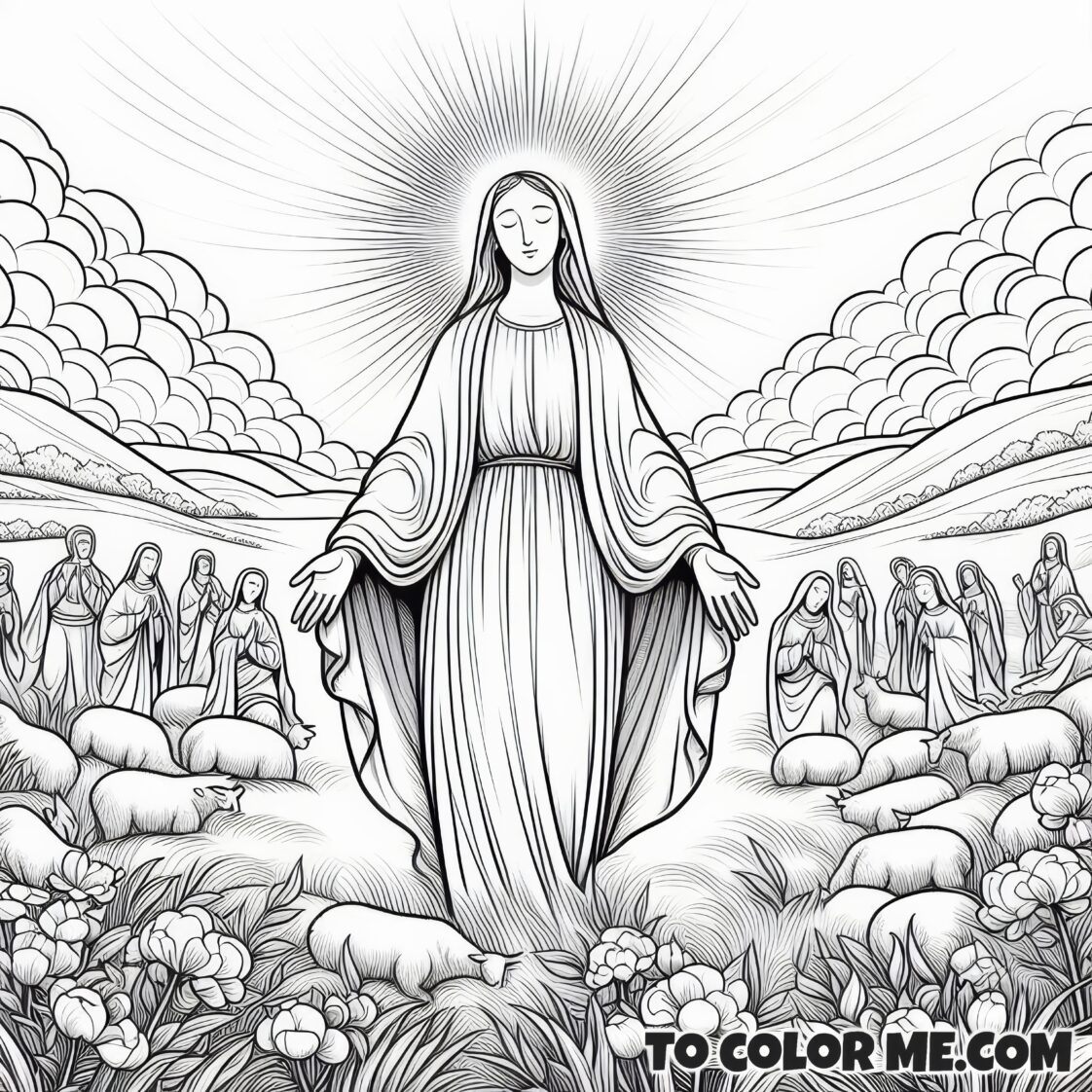 Assumption of Mary: Heavenly Coloring Page – To Color Me Faithful