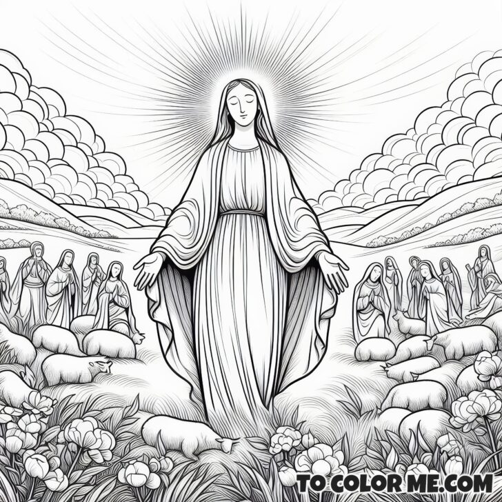 Assumption of Mary: Heavenly Coloring Page – To Color Me Faithful