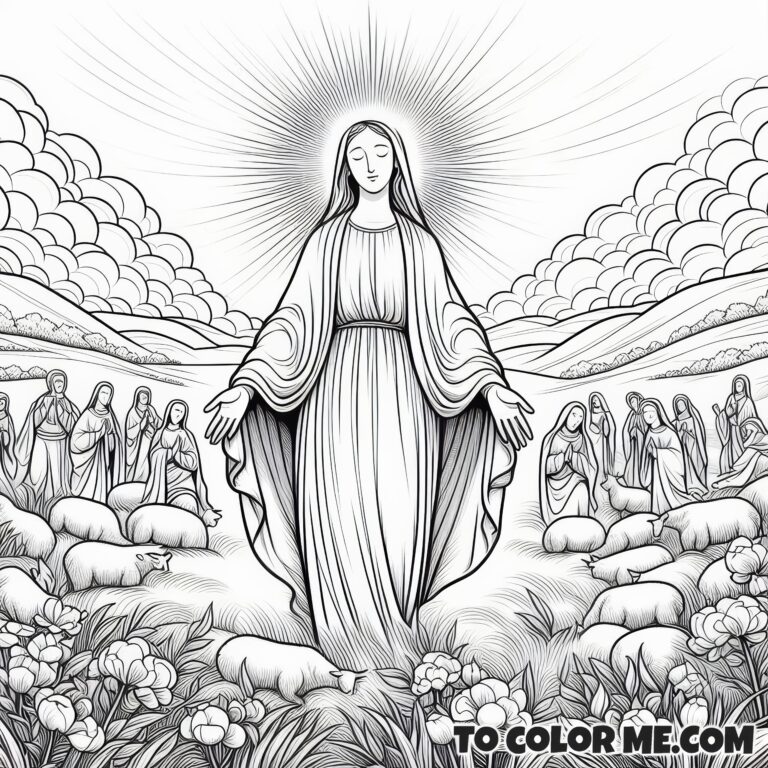 Assumption of Mary: Heavenly Coloring Page – To Color Me Faithful