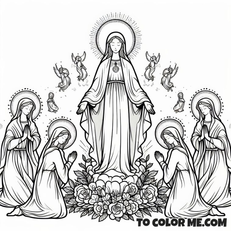 Marian Feast Day: Assumption Coloring Book Page – To Color Me Faithful