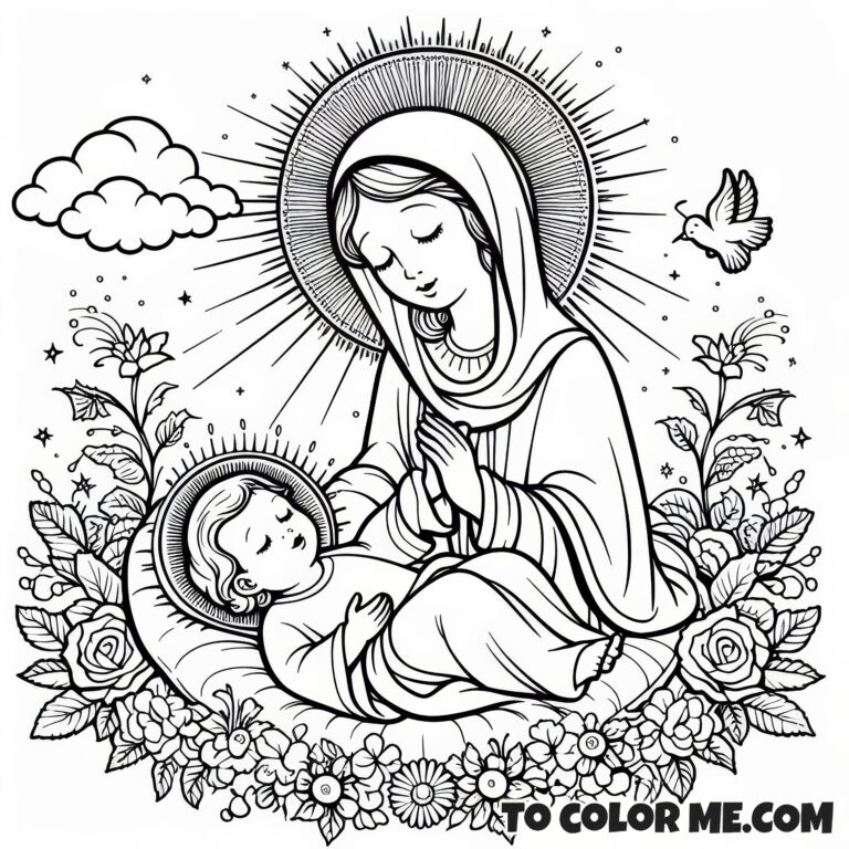 Dogma of the Assumption: Illustrative Coloring Page – To Color Me Faithful