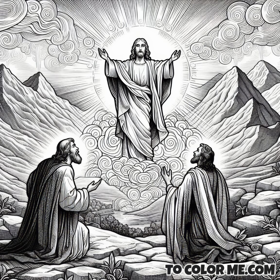 Holy Hillside: Transfiguration Coloring Pages – To Color Me Faithful
