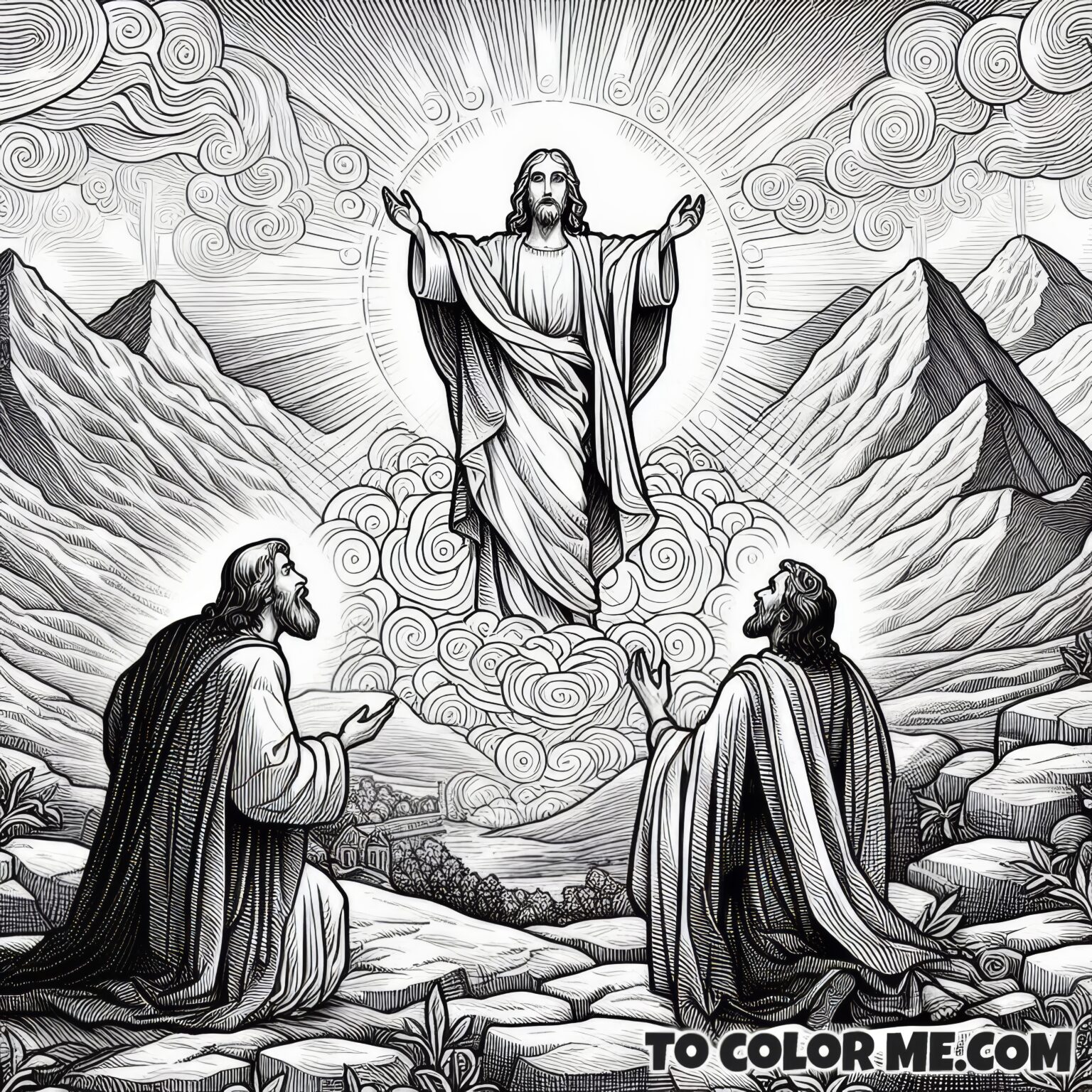 Holy Hillside: Transfiguration Coloring Pages – To Color Me Faithful