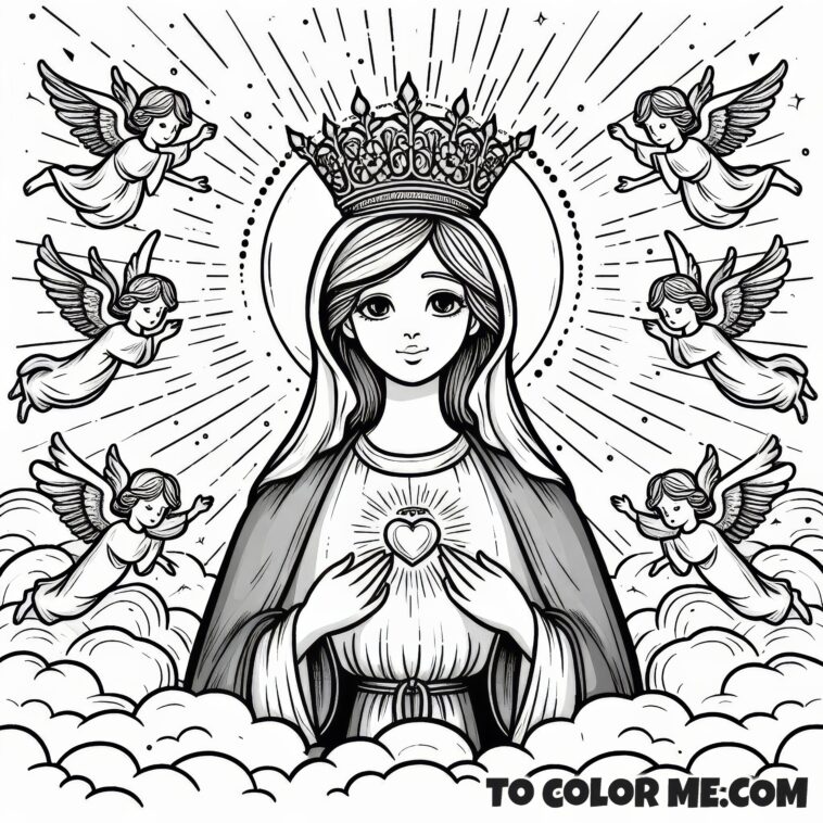 Venerate Our Heavenly Queen: Mary Coloring Page for All Ages – To Color ...