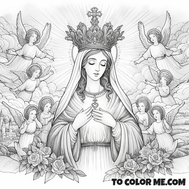 Salvation History: Queen Mary Holy Name Coloring Sheet – To Color Me Free