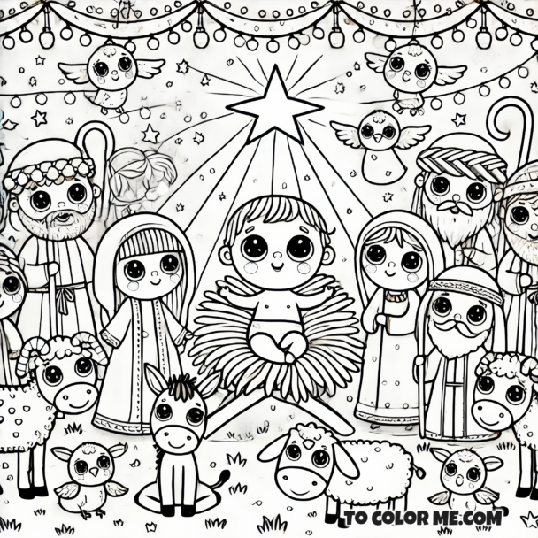 Intricate Christmas Nativity Coloring Page for Kids – To Color Me Faithful