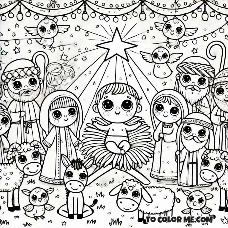 Intricate Christmas Nativity Coloring Page for Kids – To Color Me Faithful