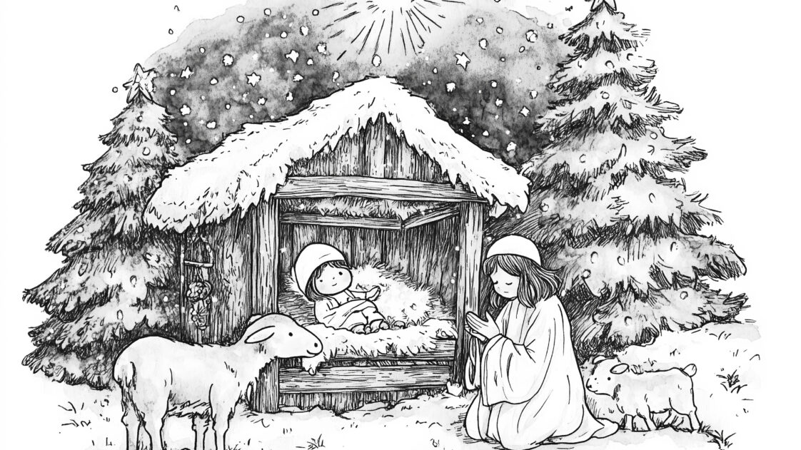 Nativity Scene Coloring Page: Celebrate the Miracle of Christmas with a ...