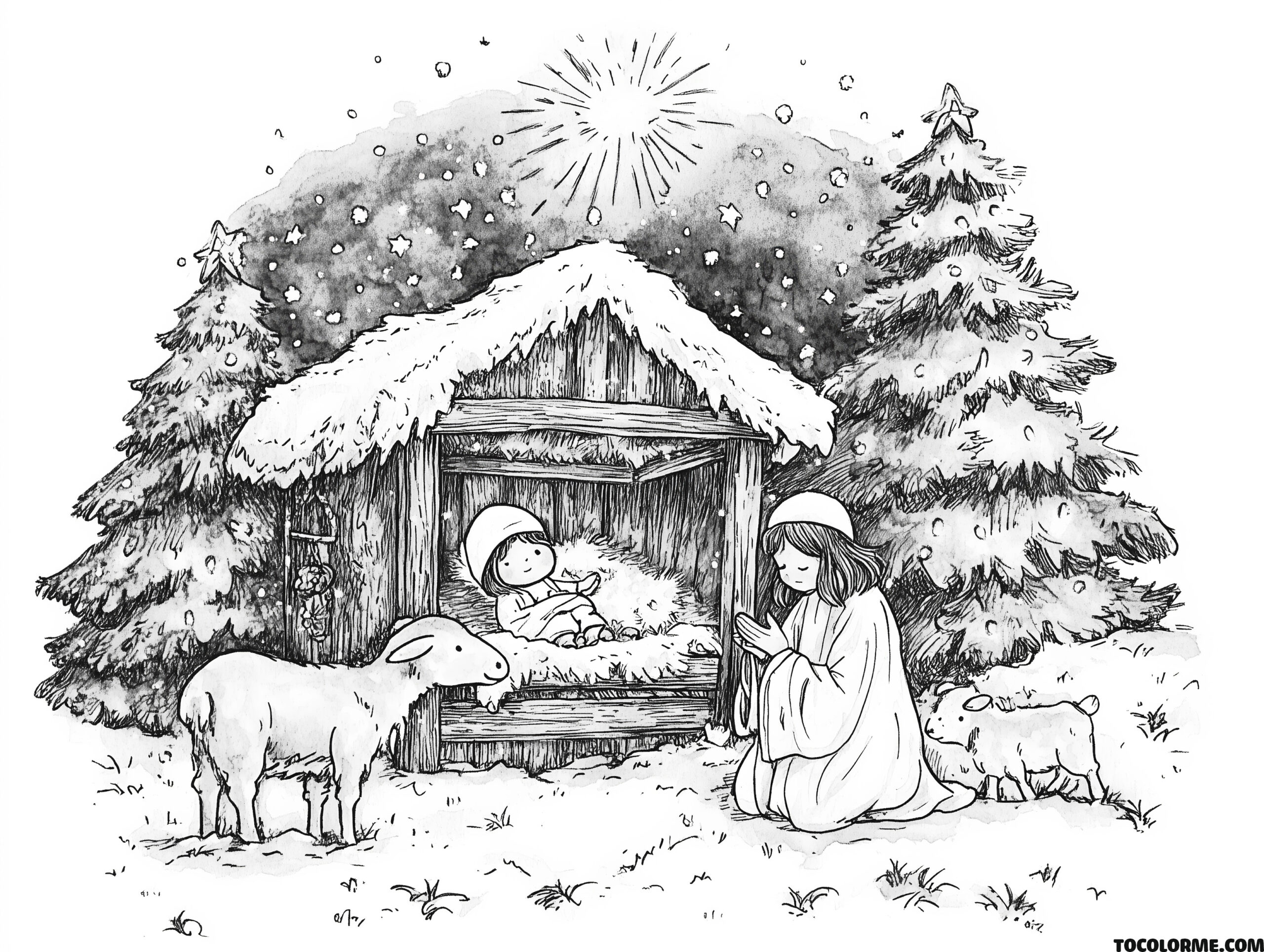 baby jesus nativity scene coloring pages