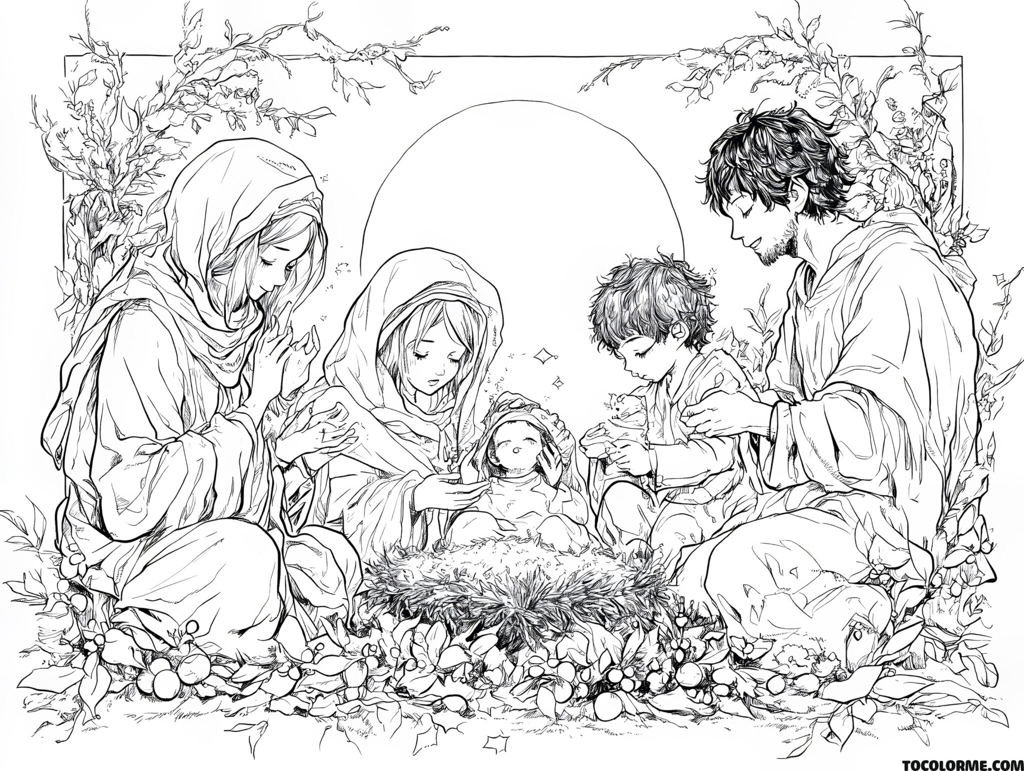 Nativity Scene Coloring Page: Celebrate the Miracle of Christmas with a ...