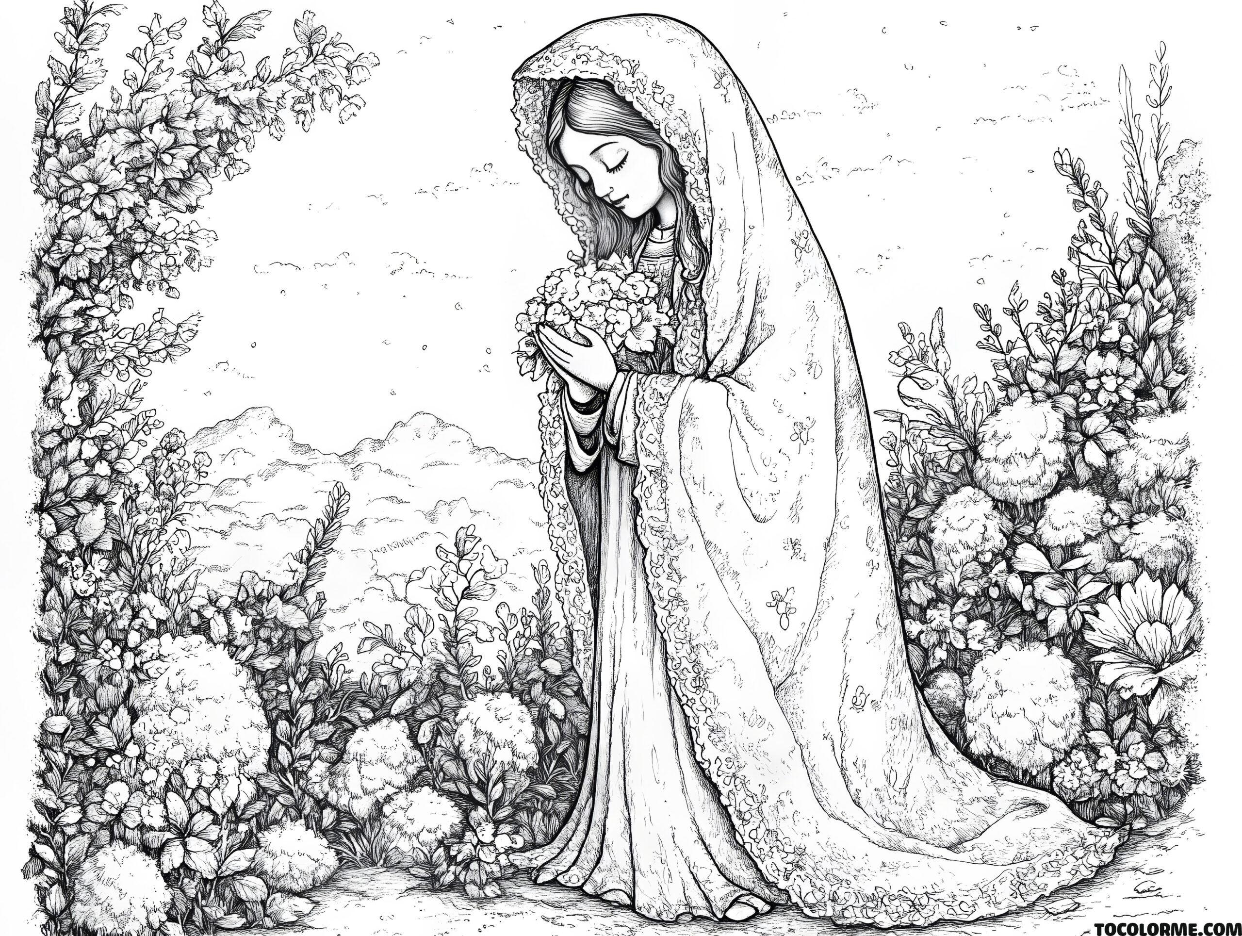 our lady of lourdes coloring page free