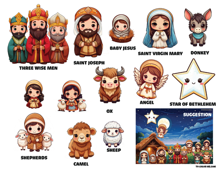 Nativity Characters Cut-Outs – To Color Me Faithful
