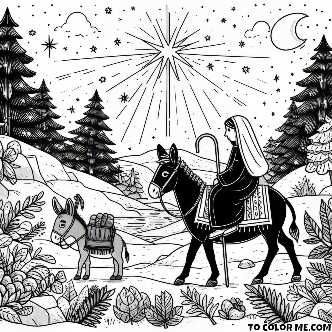 Mary’s Journey: On the Donkey to Bethlehem Coloring Page – Witness the ...