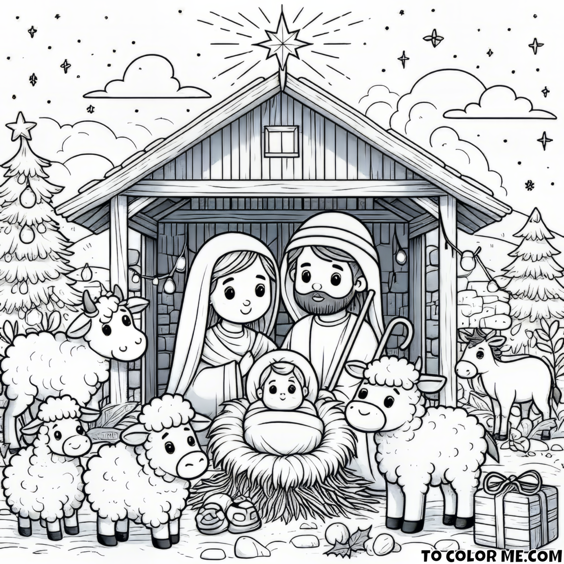 Sacred Nativity Coloring Page: Experience the Wonder of Christmas with ...